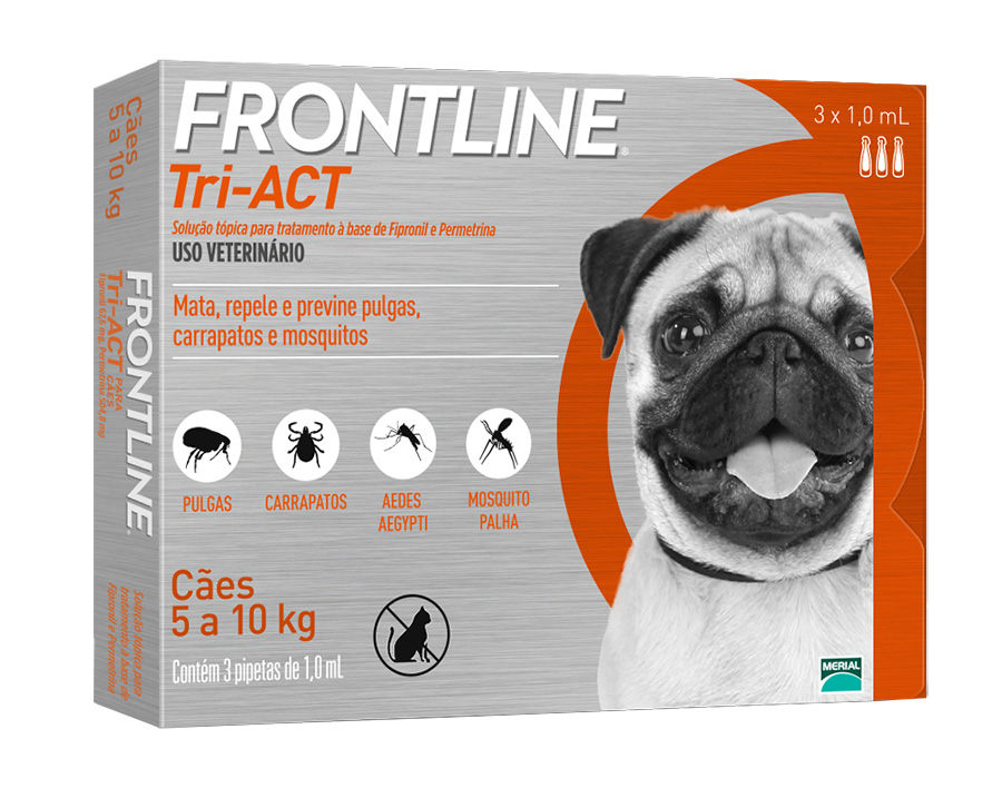 Frontline Tri-ACT Antipulgas e Carrapatos P para Cães de 5 a 10kg Caixa ...