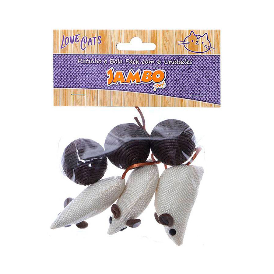 Brinquedo Cat Ratinho Bola Pack Jambo para Gatos 6 unidades