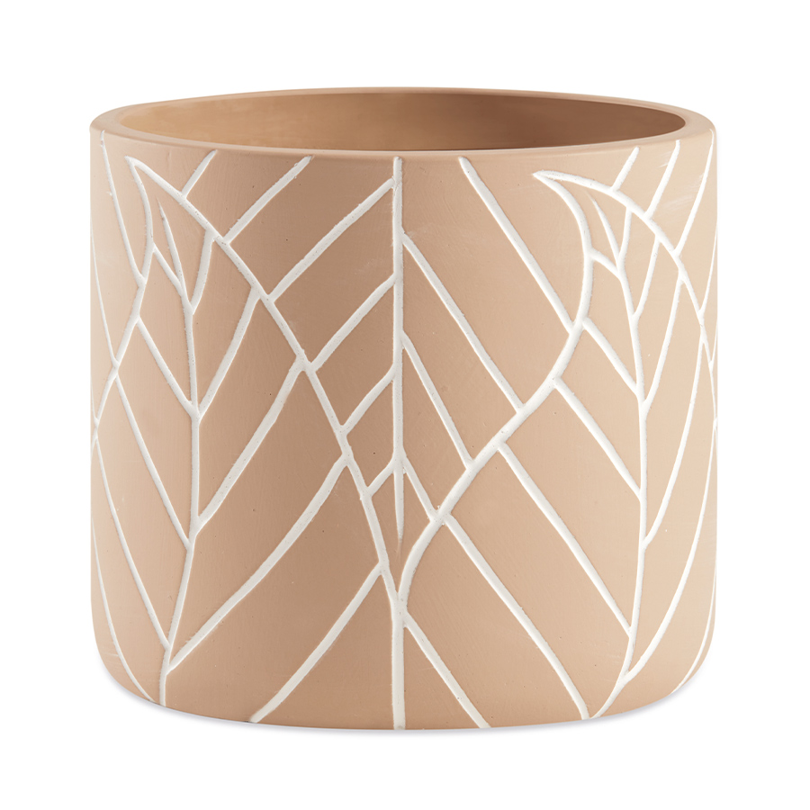 Cachepot Vasart em Cimento Folhagens Nude para Ambientes