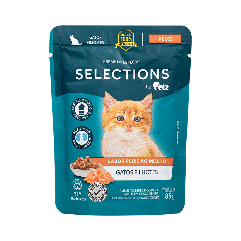 Sachê Selections By Petz para Gatos Filhotes Sabor Peixe ao